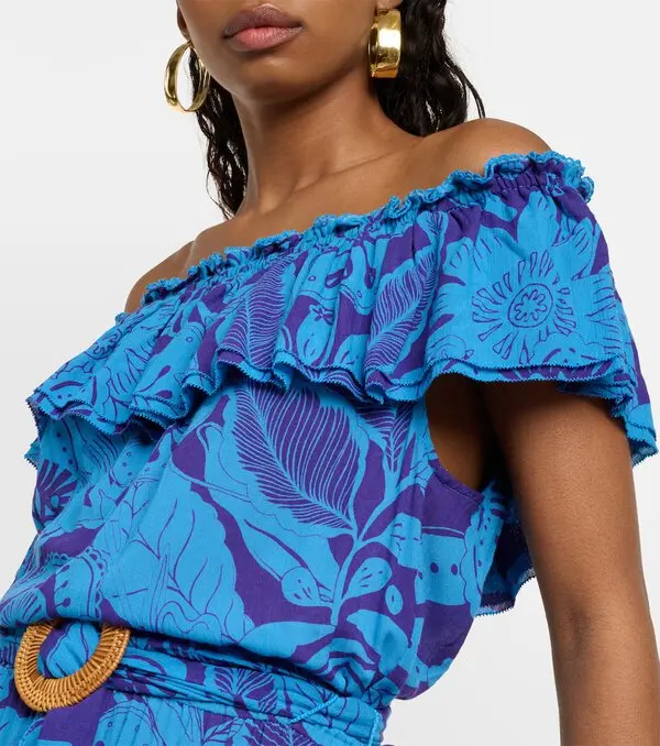 Poupette St Barth Bella Printed Off-shoulder Minidress