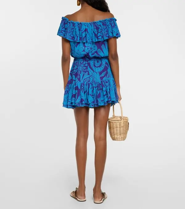 Poupette St Barth Bella Printed Off-shoulder Minidress