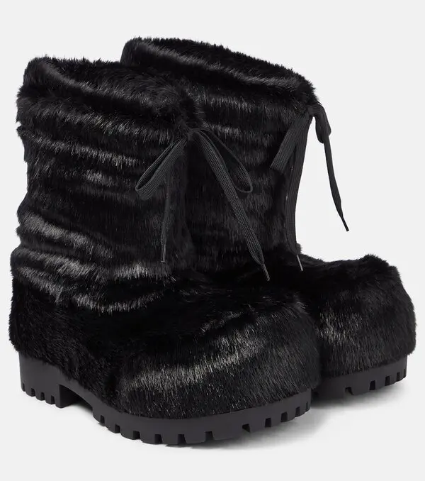 Balenciaga Alaska Faux Fur Snow Boots Black Editorialist