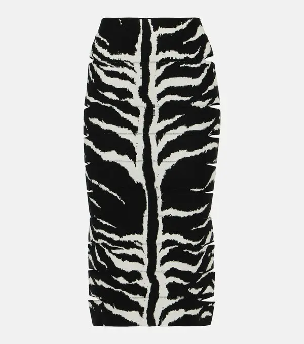 Alaïa Zebra-printed High-rise Midi Skirt