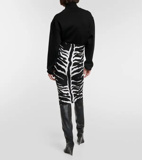Alaïa Zebra-printed High-rise Midi Skirt