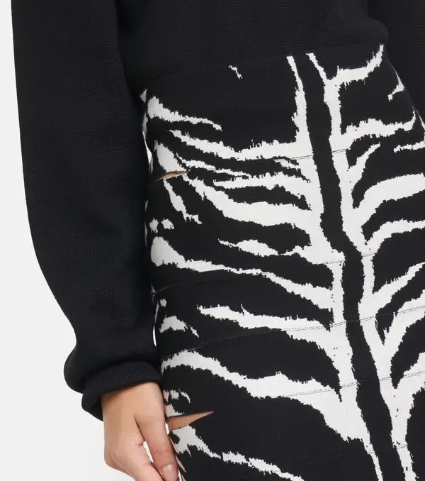 Alaïa Zebra-printed High-rise Midi Skirt