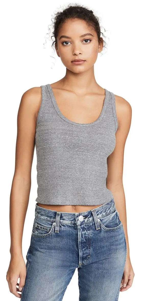 AMO Crop Rib Tank - Heather Grey