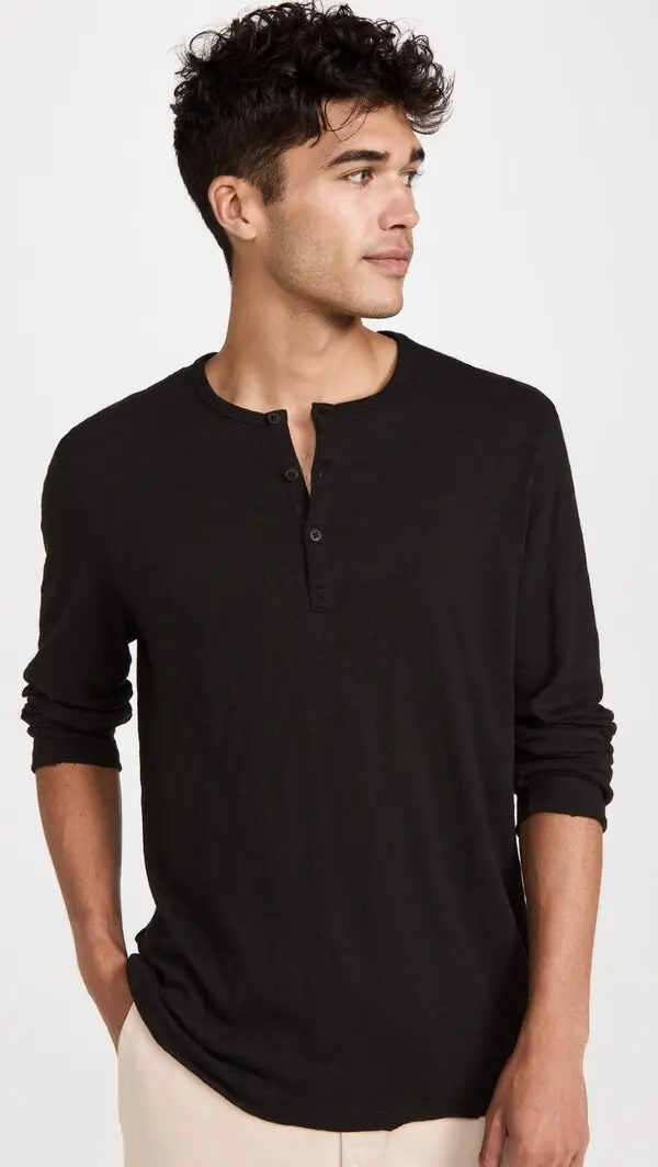 ATM Anthony Thomas Melillo Destroyed Wash Henley - Black