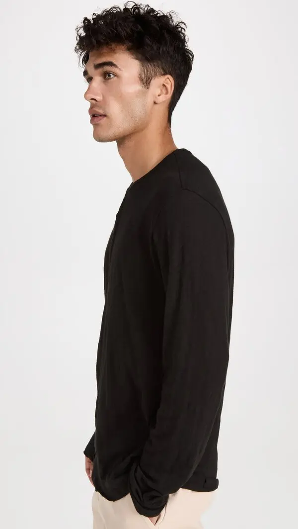 ATM Anthony Thomas Melillo Destroyed Wash Henley - Black
