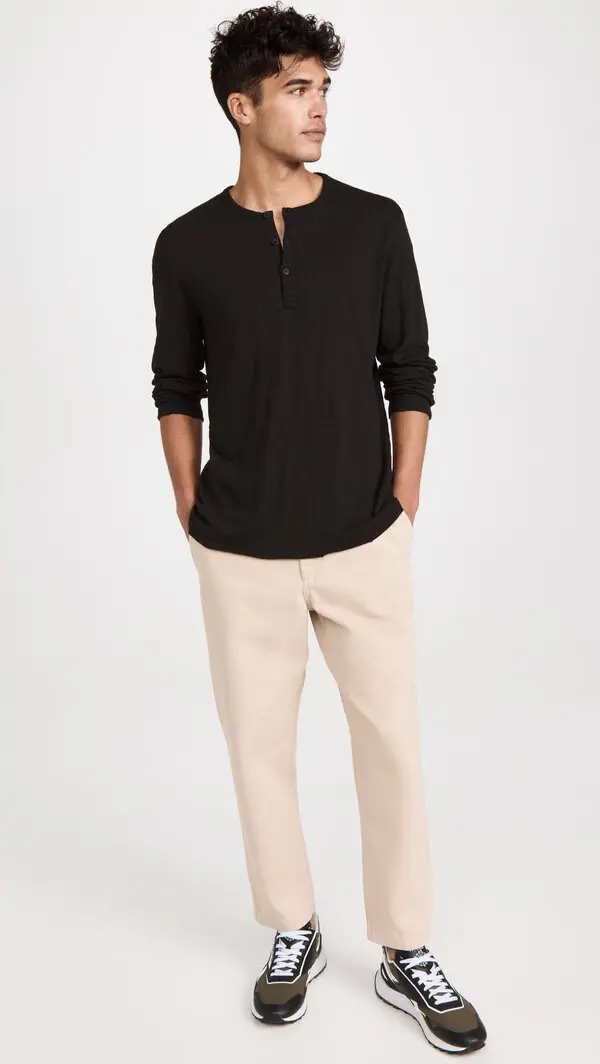 ATM Anthony Thomas Melillo Destroyed Wash Henley - Black