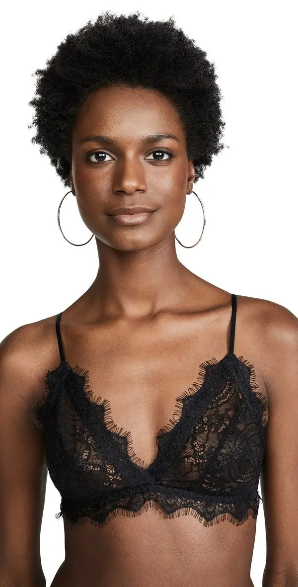 ANINE BING Lace Bra With Trim - Black