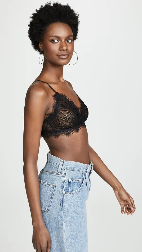 ANINE BING Lace Bra With Trim - Black
