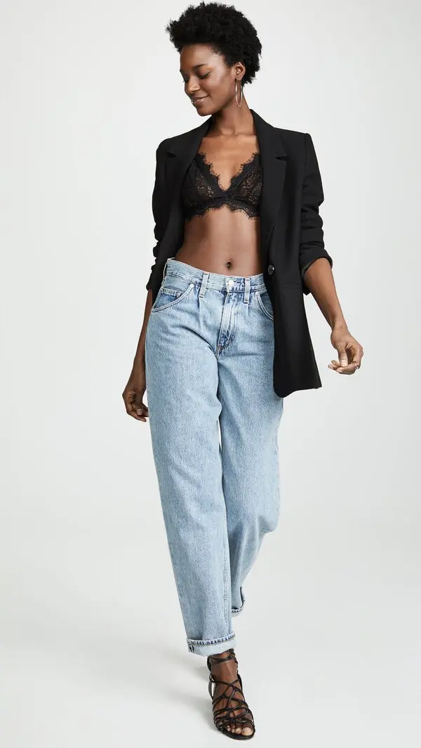ANINE BING Lace Bra With Trim - Black