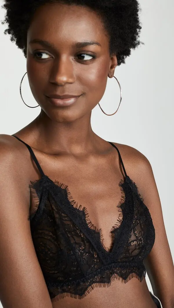 ANINE BING Lace Bra With Trim - Black