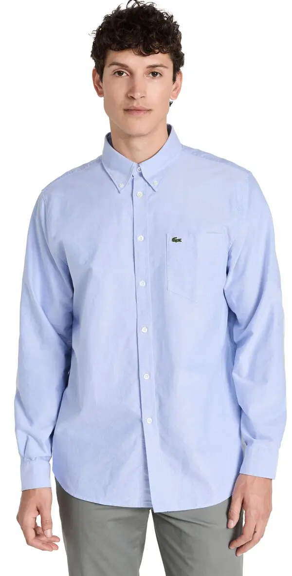 Lacoste Regular Fit Oxford Cotton Shirt - Blue