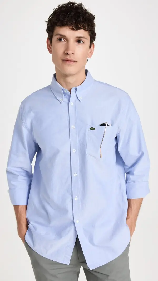 Lacoste Regular Fit Oxford Cotton Shirt - Blue