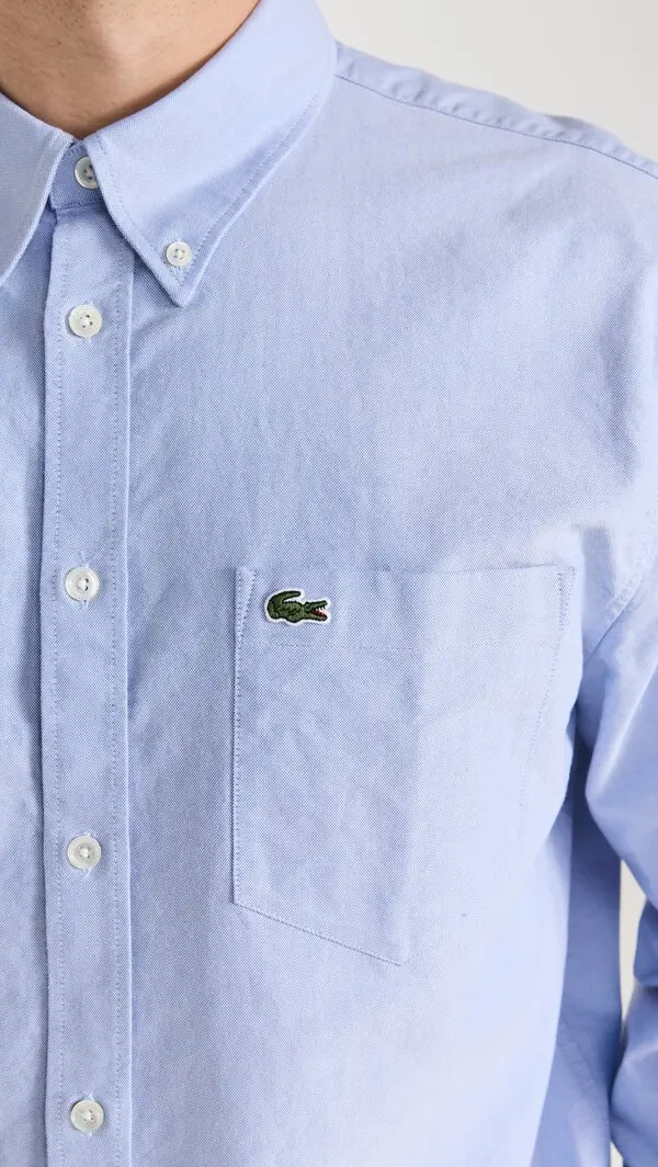 Lacoste Regular Fit Oxford Cotton Shirt - Blue