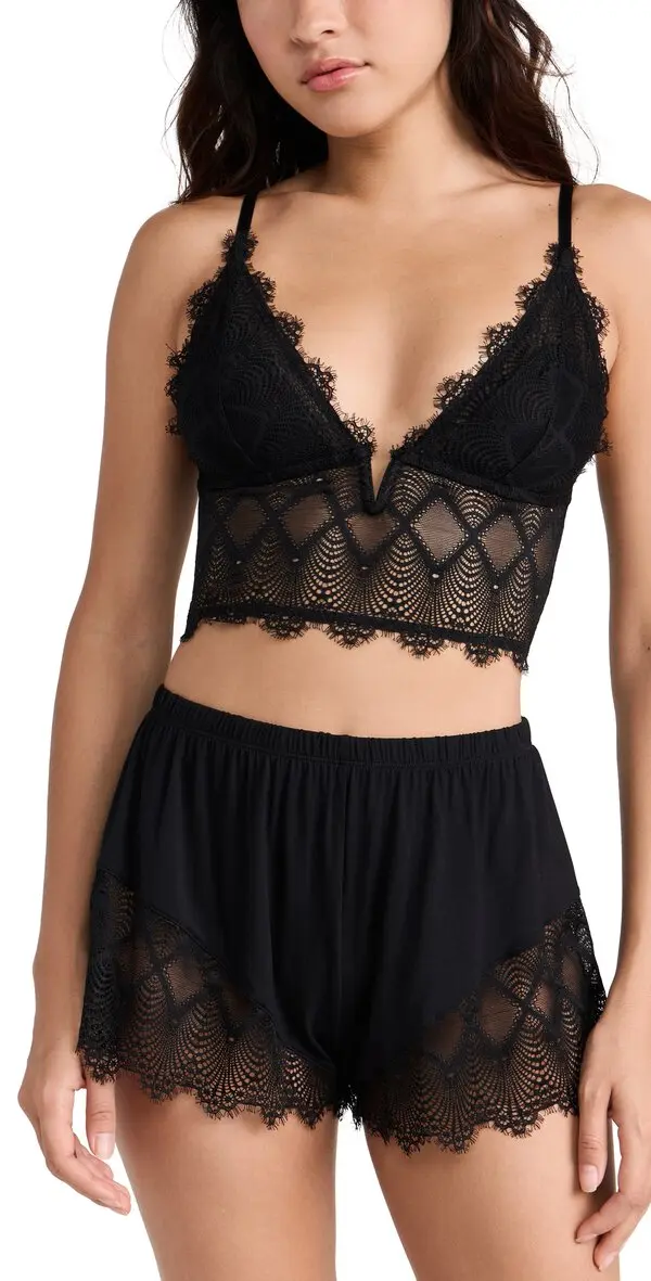Cosabella Allure Sleep Cami Boxer Pajama Set - Black