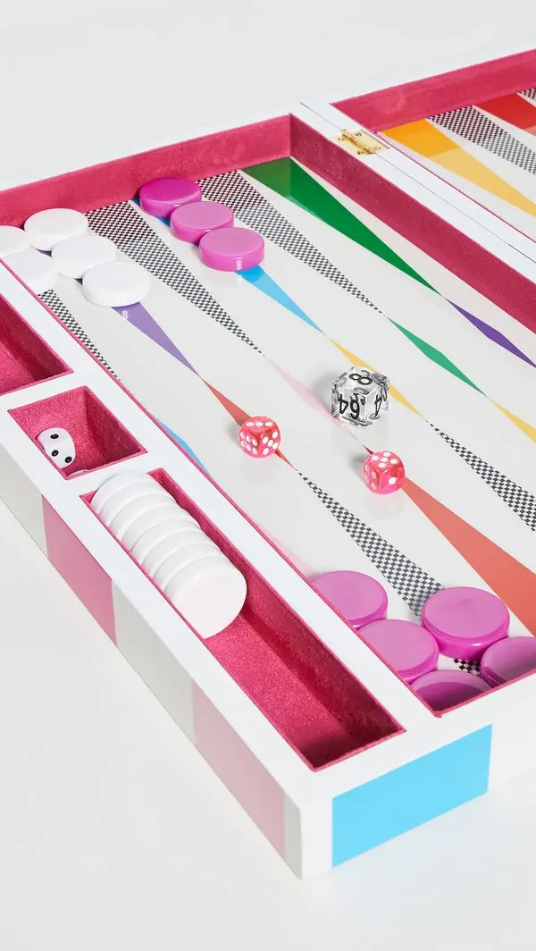 Jonathan Adler Rainbow Checkerboard Backgammon Set Multi
