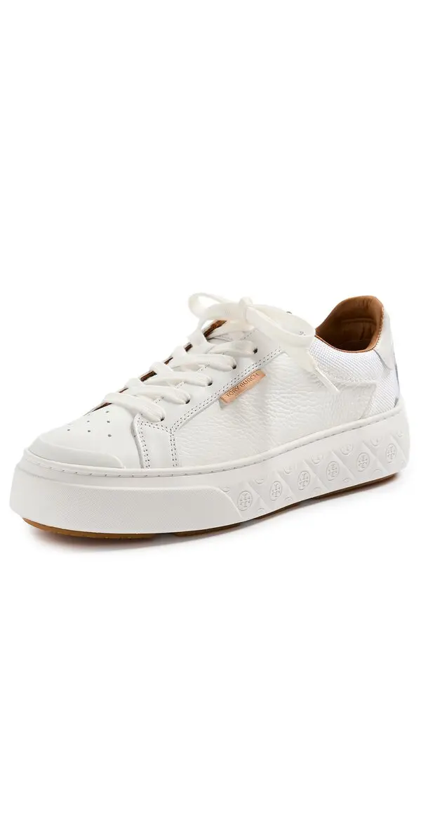 Tory Burch Ladybug Leather Sneakers With Perforated Details - White/white/white