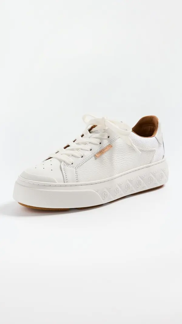 Tory Burch Ladybug Leather Sneakers With Perforated Details - White/white/white