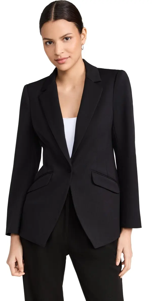 FAVORITE DAUGHTER Single Button Twill Blazer - Black