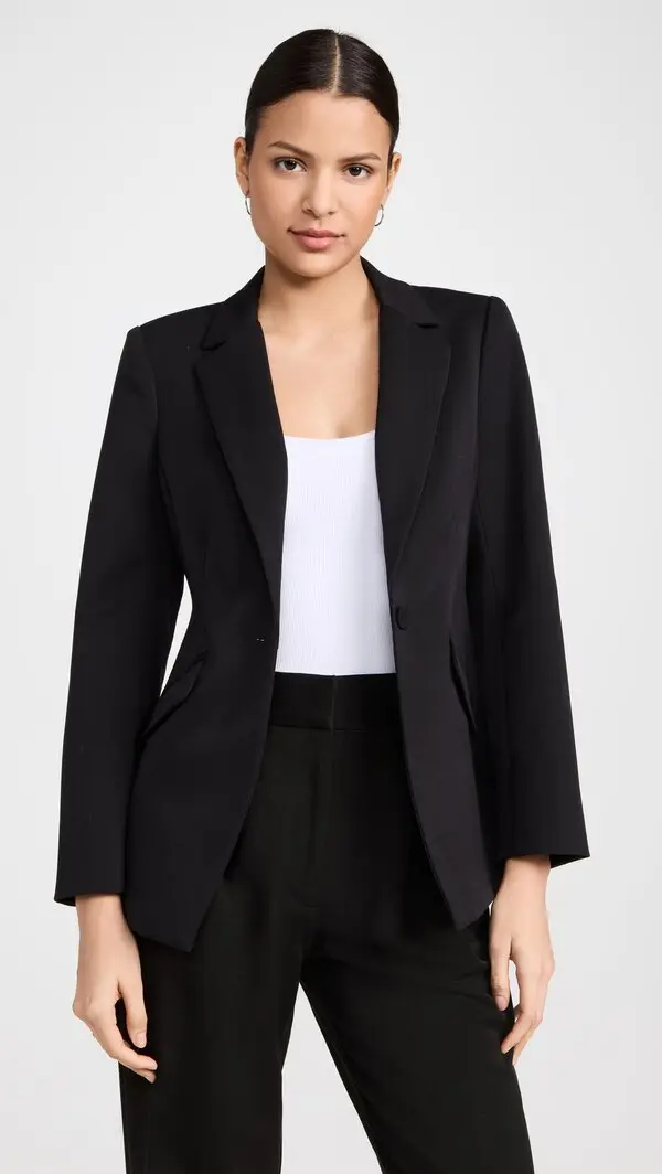 FAVORITE DAUGHTER Single Button Twill Blazer - Black