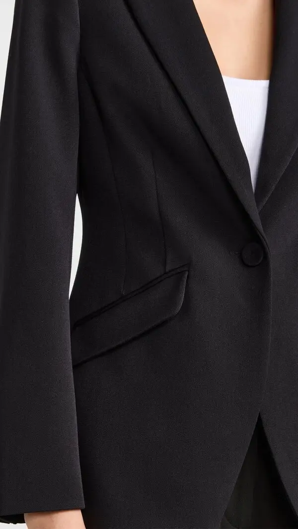 FAVORITE DAUGHTER Single Button Twill Blazer - Black
