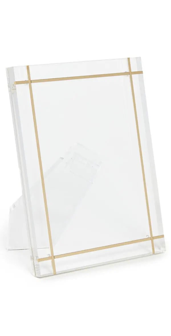 TIZO DESIGN Lucite Frame With Brass Inlay 5x7 - Clear/gold Metal