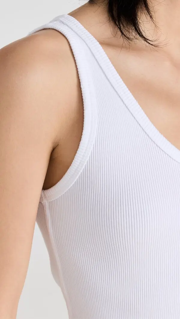 AMO Crop Ribbed Tank - White