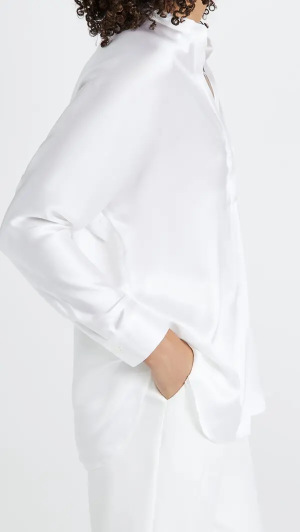Vince Band Collar Silk Blouse