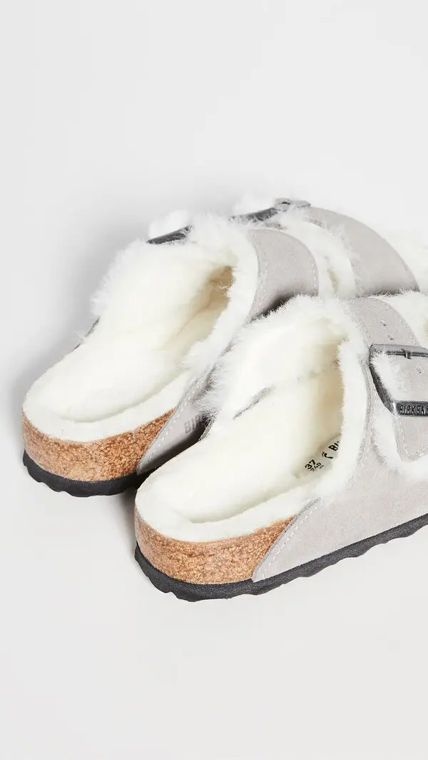 BIRKENSTOCK Arizona Shearling Sandals - Stone Coin/natural
