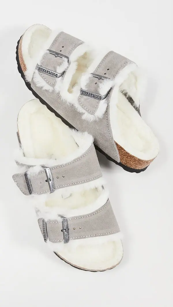 BIRKENSTOCK Arizona Shearling Sandals - Stone Coin/natural