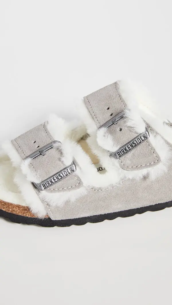 BIRKENSTOCK Arizona Shearling Sandals - Stone Coin/natural