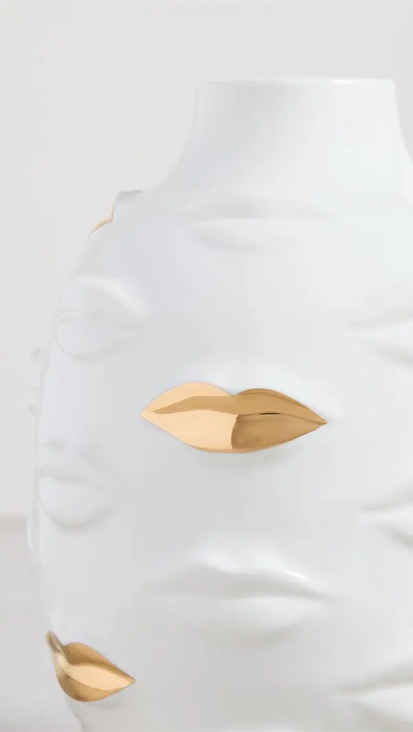 Jonathan Adler Gilded Gala Round Vase - White/gold