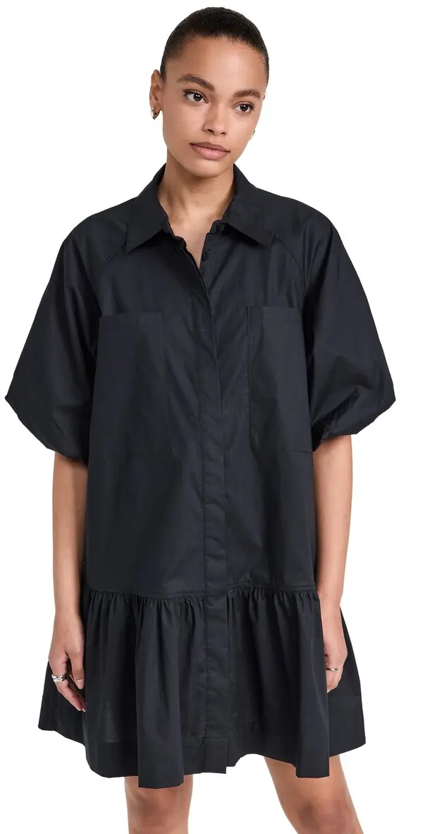 Simkhai Crissy Cotton Poplin Mini Dress - Black
