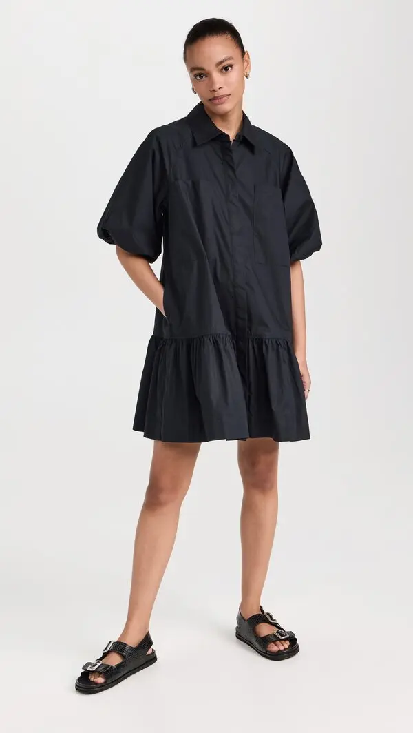Simkhai Crissy Cotton Poplin Mini Dress - Black