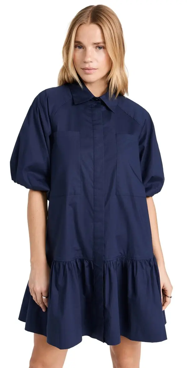 Simkhai Crissy Cotton Poplin Mini Dress - Midnight