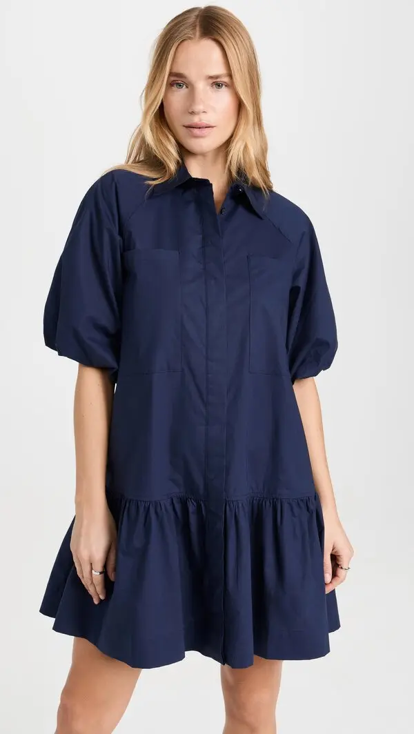 Simkhai Crissy Cotton Poplin Mini Dress - Midnight