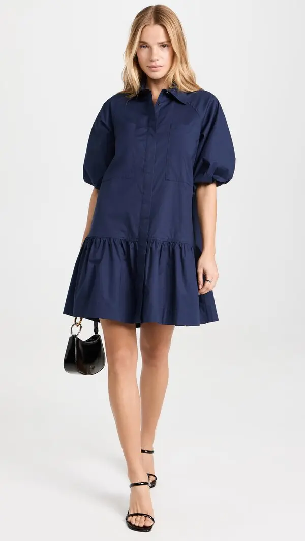 Simkhai Crissy Cotton Poplin Mini Dress - Midnight