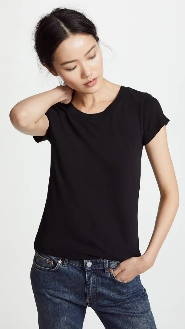 L'Agence Cory Crew Neck Tee - Black
