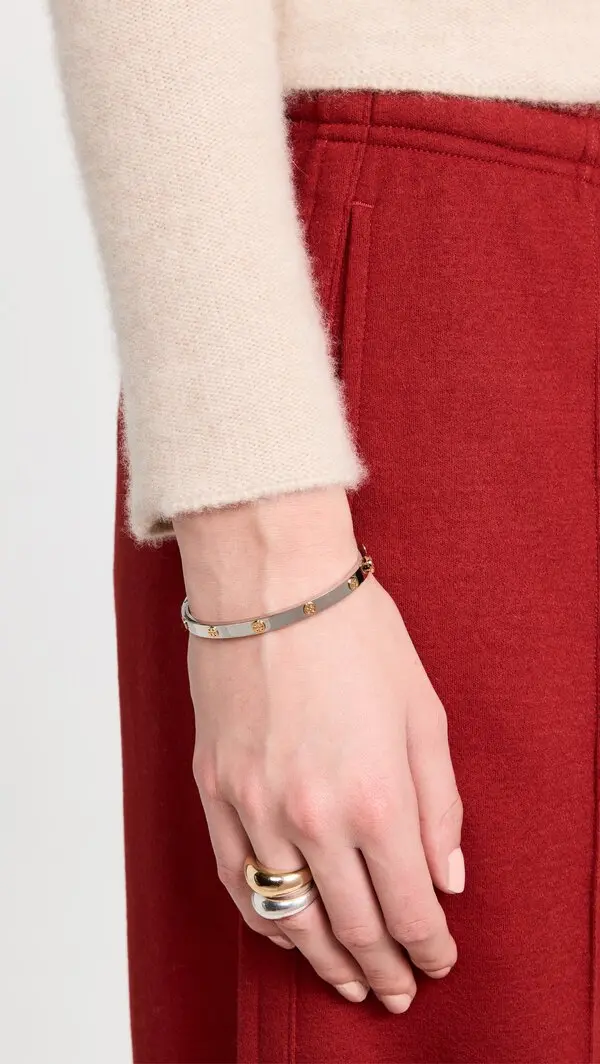 Tory Burch Miller Stud Hinge Bracelet - Tory Silver/tory Gold