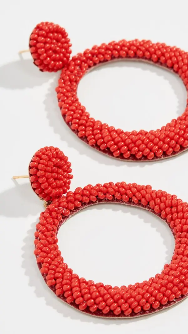 Deepa Gurnani Roberta Beaded Hoop Earrings - Red