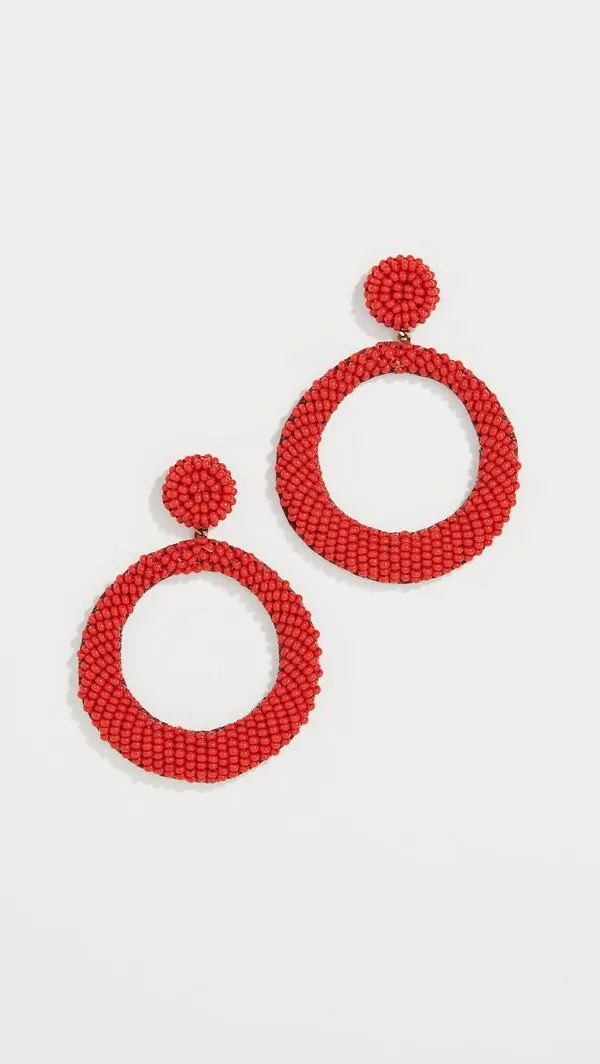 Deepa Gurnani Roberta Beaded Hoop Earrings - Red