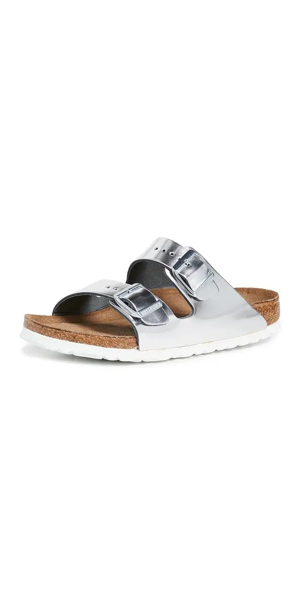 BIRKENSTOCK Arizona Soft Footbed Sandals - Metallic Silver