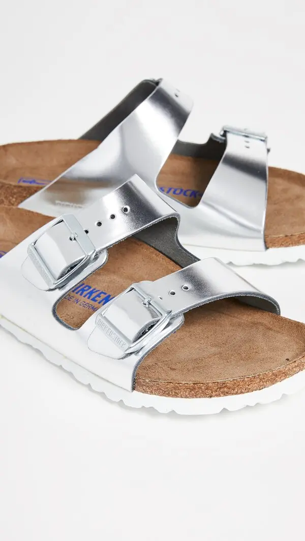 BIRKENSTOCK Arizona Soft Footbed Sandals - Metallic Silver