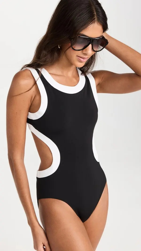 Staud Dolce One-piece Swimsuit - Black/white