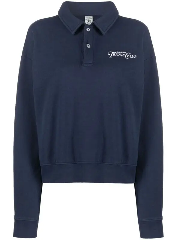 SPORTY & RICH Logo-print Polo Top