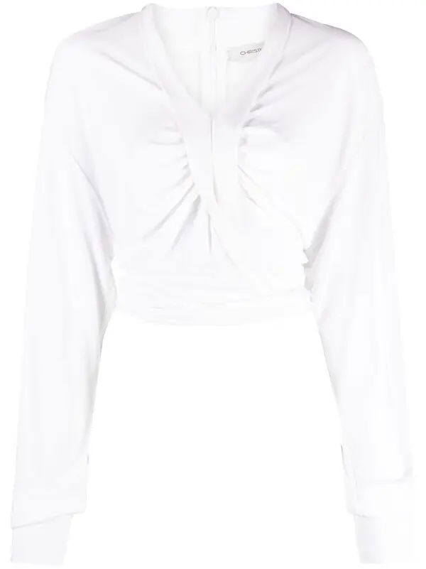 Christopher Esber Carved Crossover Cropped Blouse