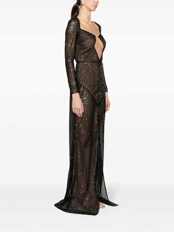Elisabetta Franchi Square-neck Sequinned Maxi Dress