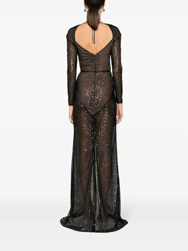 Elisabetta Franchi Square-neck Sequinned Maxi Dress