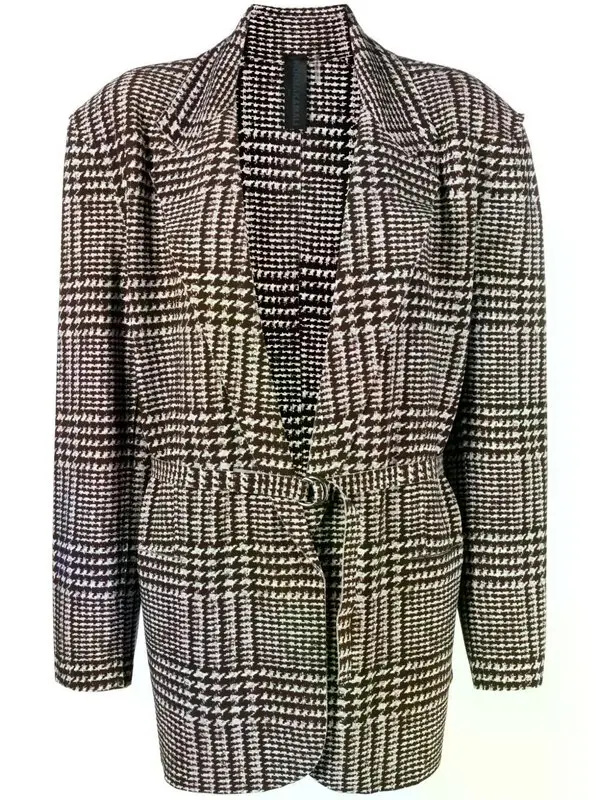 Norma Kamali Glenn Plaid Tweed Single-breasted Blazer