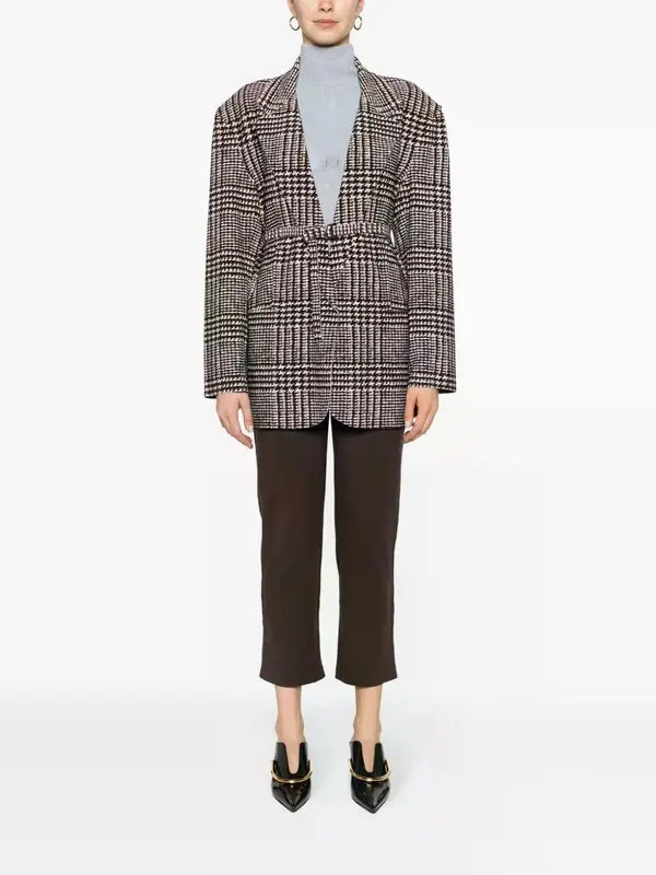 Norma Kamali Glenn Plaid Tweed Single-breasted Blazer