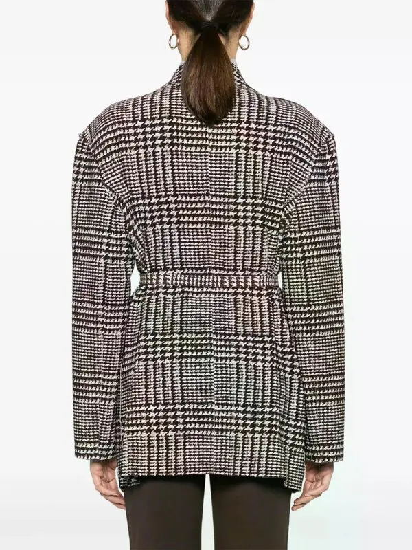 Norma Kamali Glenn Plaid Tweed Single-breasted Blazer